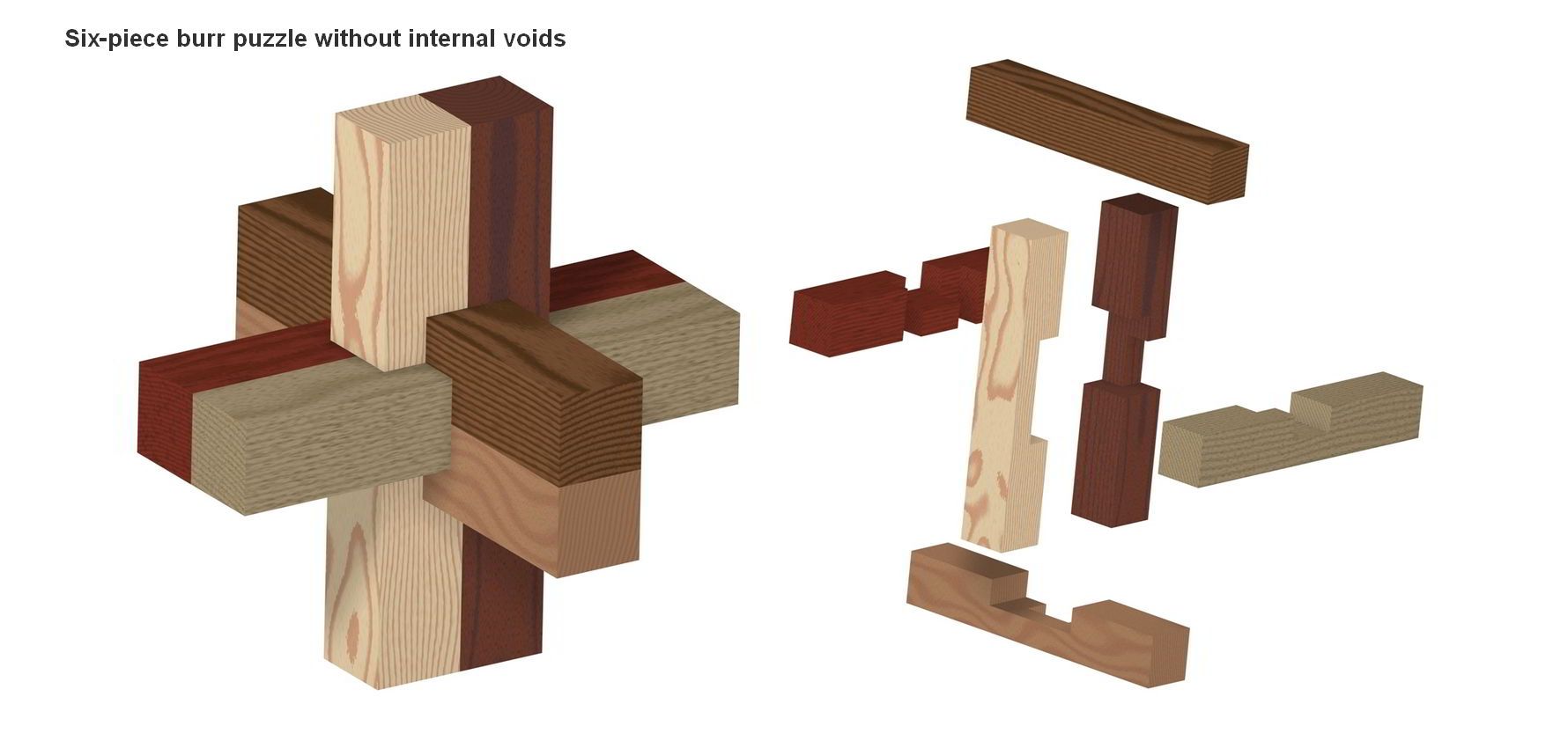 Six-piece burr puzzles | Craftsmanspace
