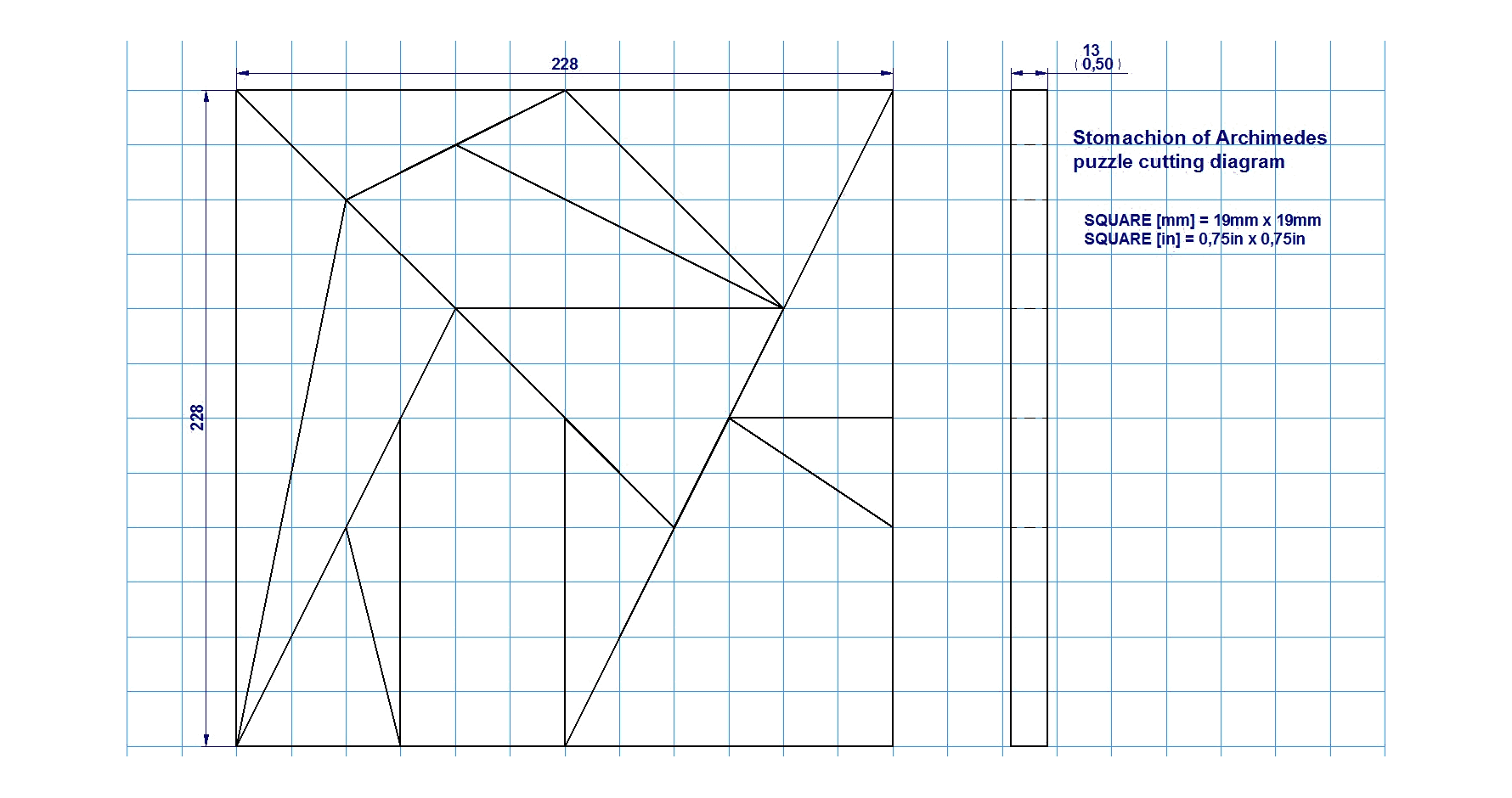 Stomachion of Archimedes puzzle plan